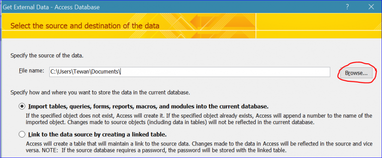 How To Import Table From Another Access Database